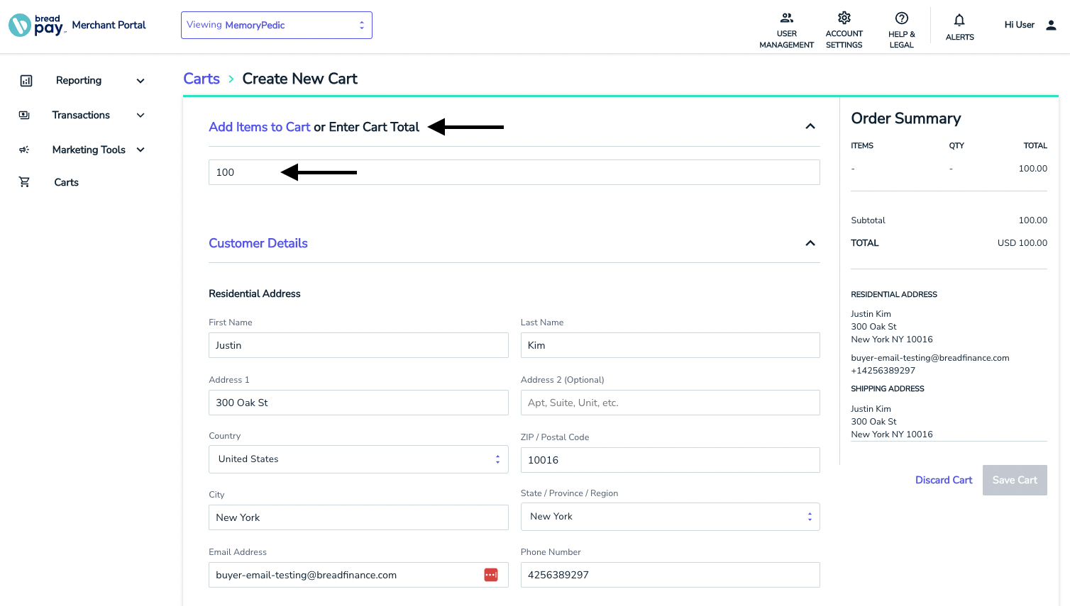 How to Create Custom Carts